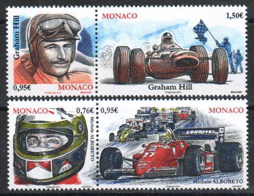 Formula 1 race cars and their drivers - Mesa Stamps