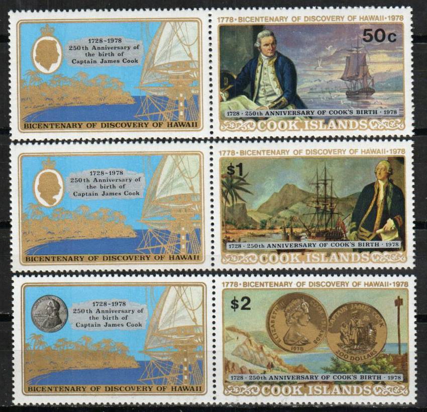 Overprinted for 250th anniversary of Captain Cook's birth - Mesa Stamps