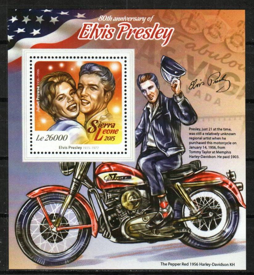 Elvis Presley on motorcycle - Mesa Stamps